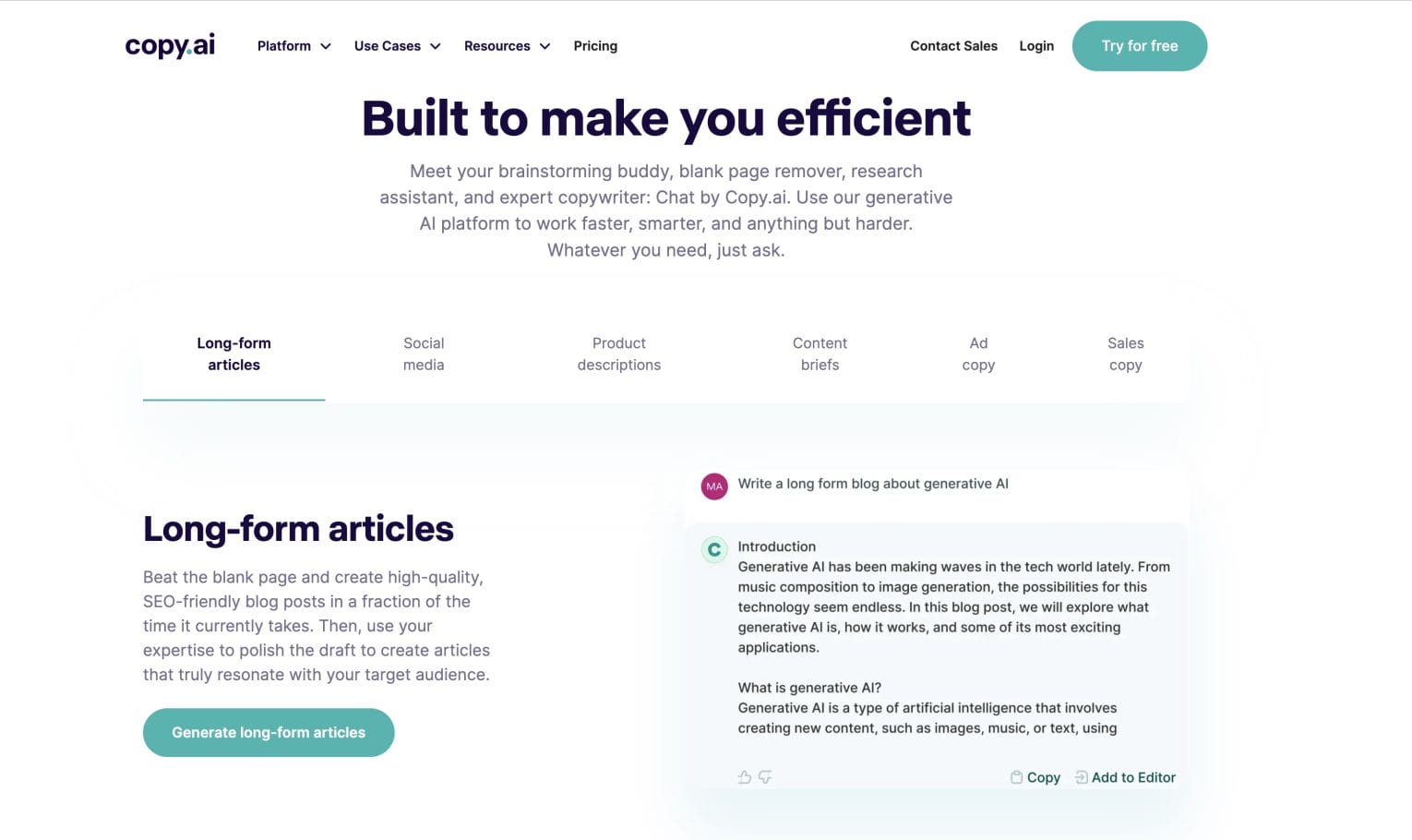 Copy.ai Revisión: Herramienta de IA para redacción y creación de contenidos