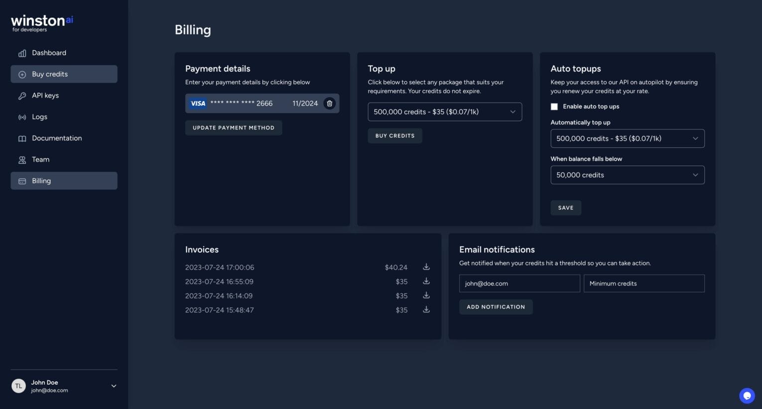 Ai content detection API | Winston AI