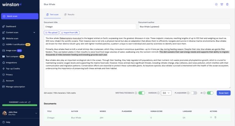 Writing Feedback Tool | Winston AI
